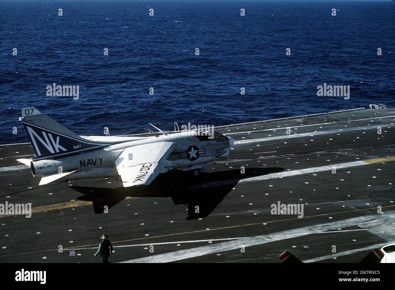 A right side view of an A-7 Corsair II aircraft from Attack Squadron 97 ...