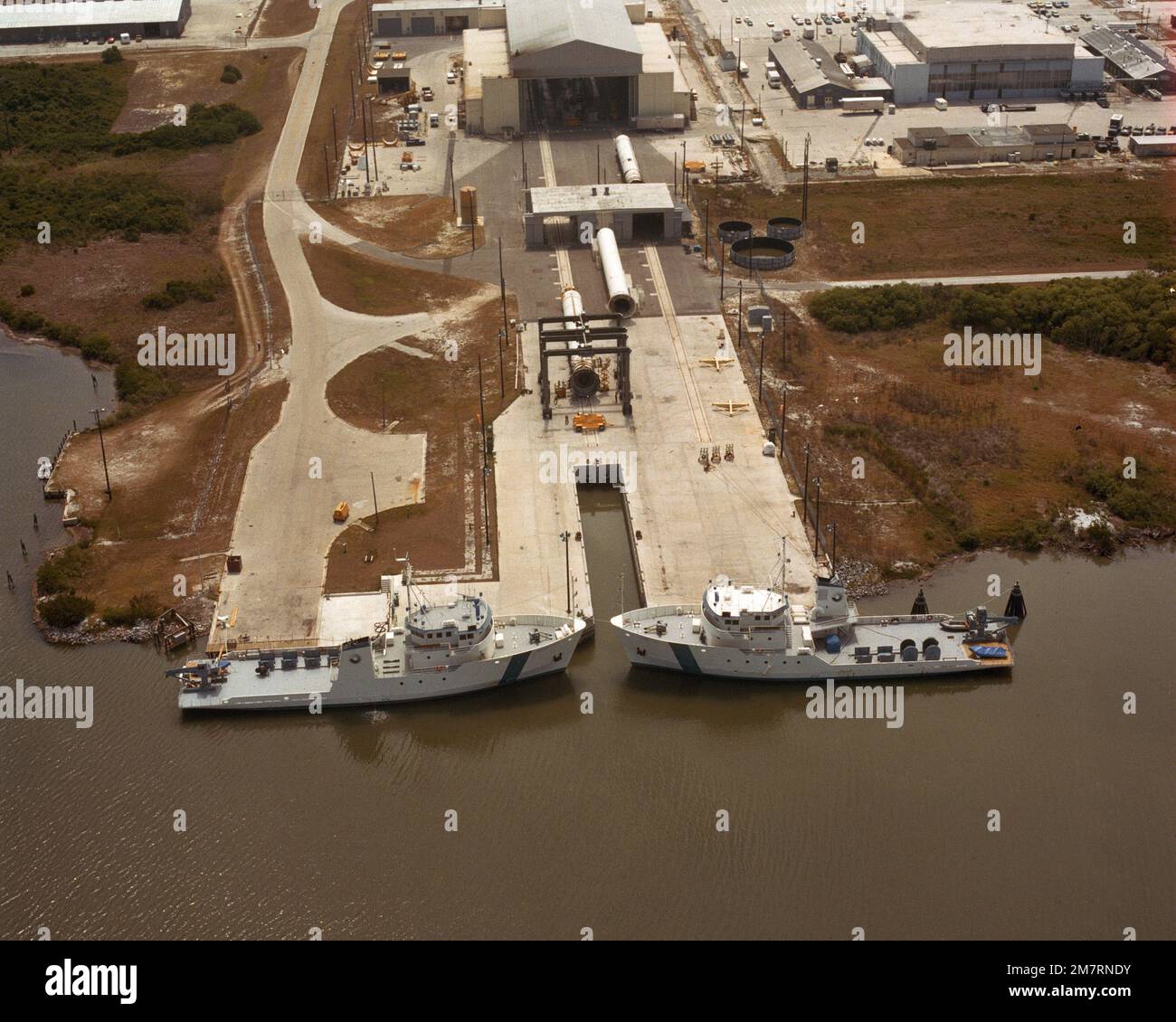 An aerial view of the Solid Rocket Disassembly Facility and two ...