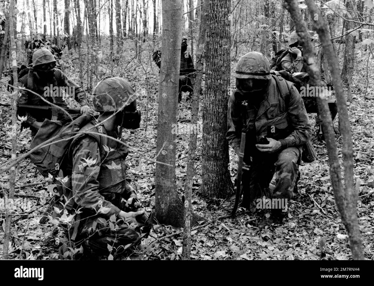 Members of Enlisted Instructor Company wear ABC-M17 Chemical-biological ...