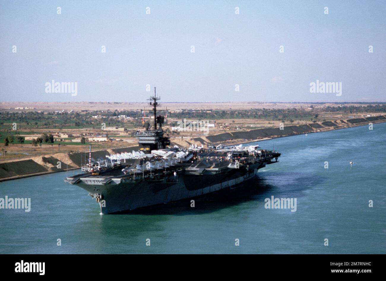 An aerial port bow view of the aircraft carrier USS AMERICA (CV 66 ...
