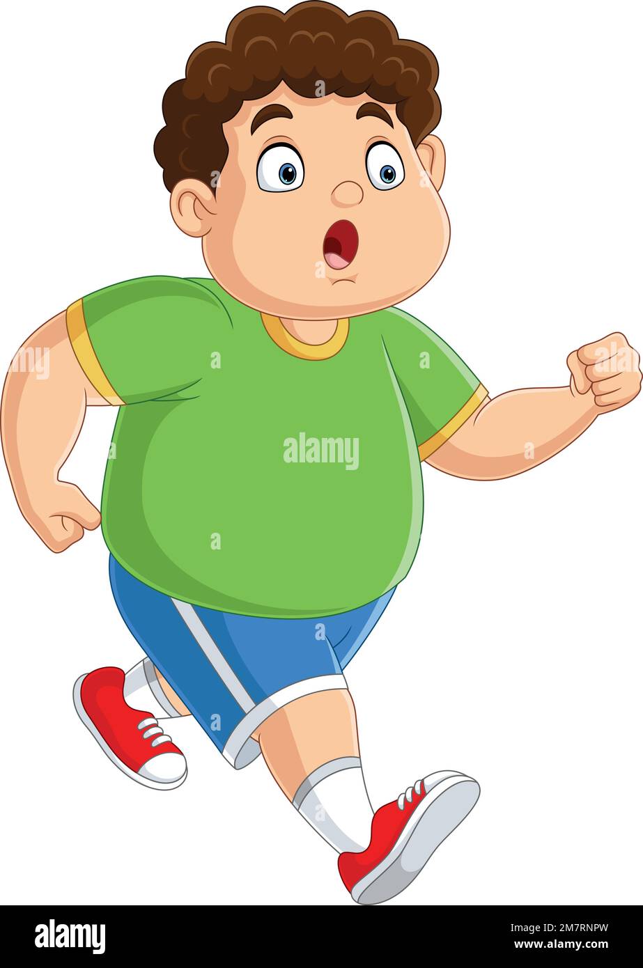 Cartoon cute overweight boy running Stock Vector Image & Art - Alamy