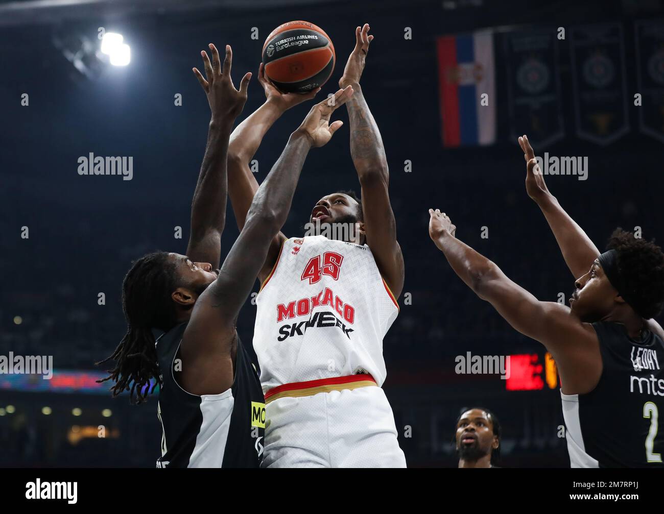 Belgrade, Serbia, 5 January 2023. Donta Hall of AS Monaco in action ...