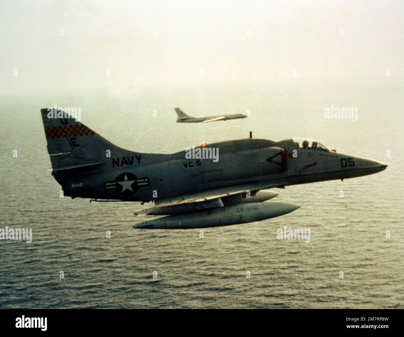 An air-to-air view of a Fleet Composite Squadron 5 (VC-5) A-4M Skyhawk ...