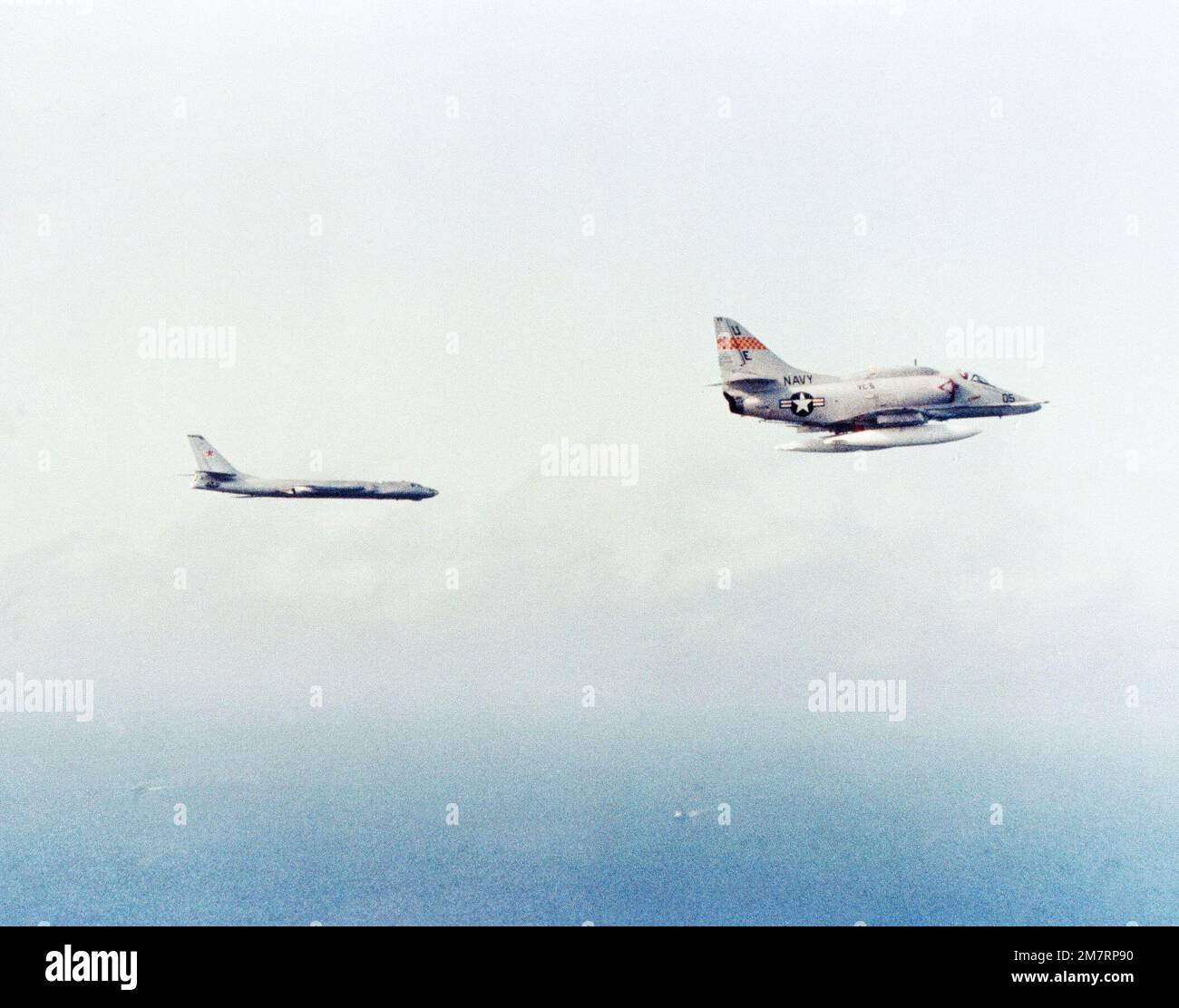An air-to-air view of a Fleet Composite Squadron 5 (VC-5) A-4M Skyhawk ...