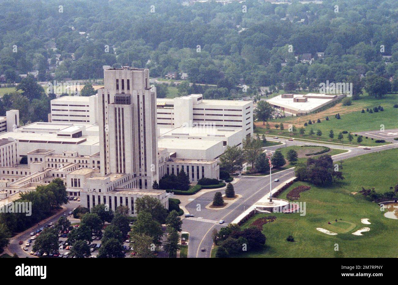 An aerial view of the Bethesda Naval Hospital. Base: Bethesda State ...