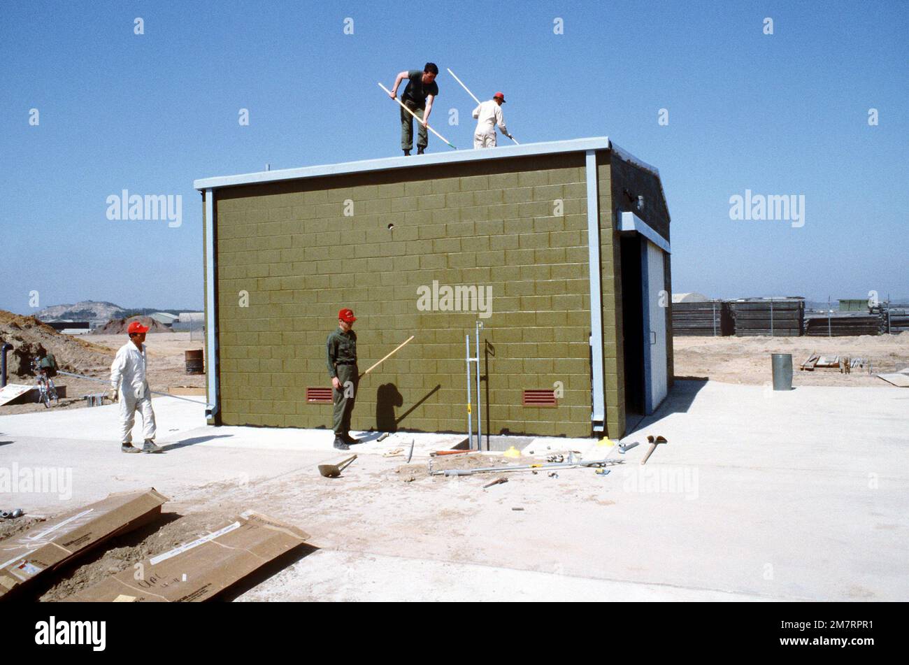 Members of the 554th Civil Engineering Squadron (Red Horse) put the ...