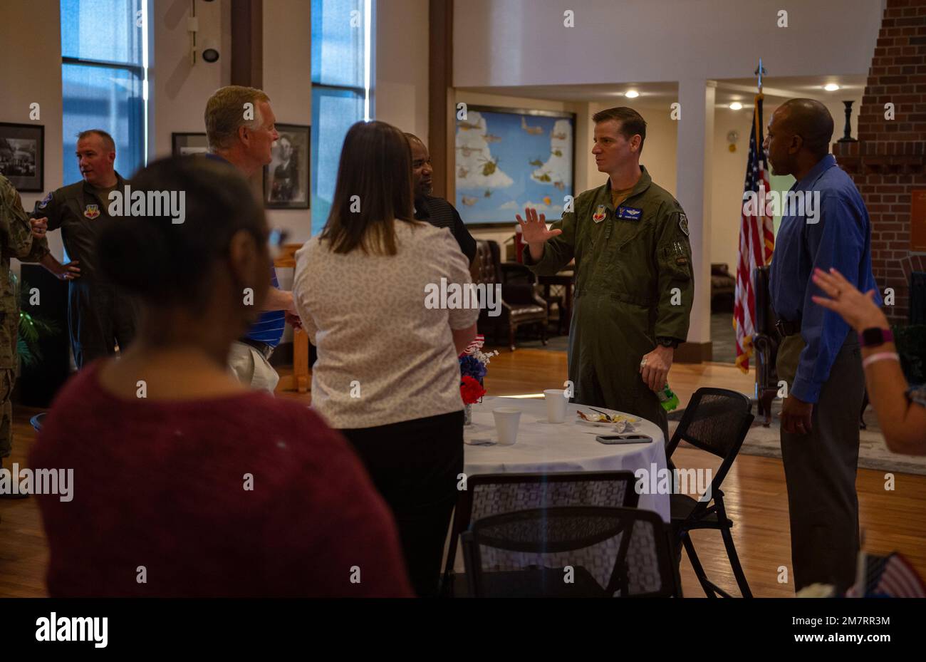 U.S. Air Force Col. Russ Cook, 23rd Wing commander, greets local school ...