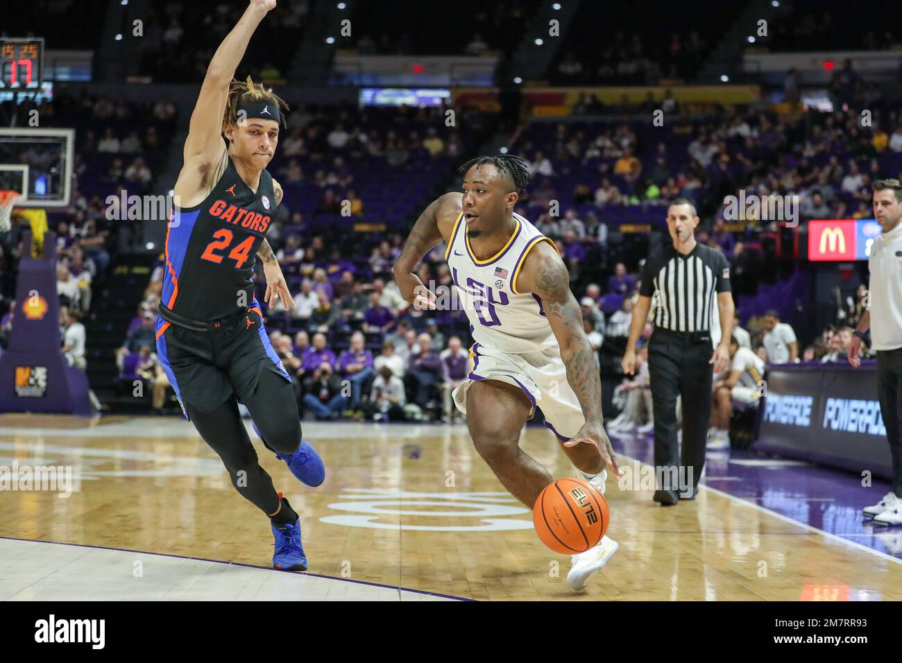Baton Rouge, LA, USA. 10th Jan, 2023. LSU's Trae Hannibal (0) drives ...