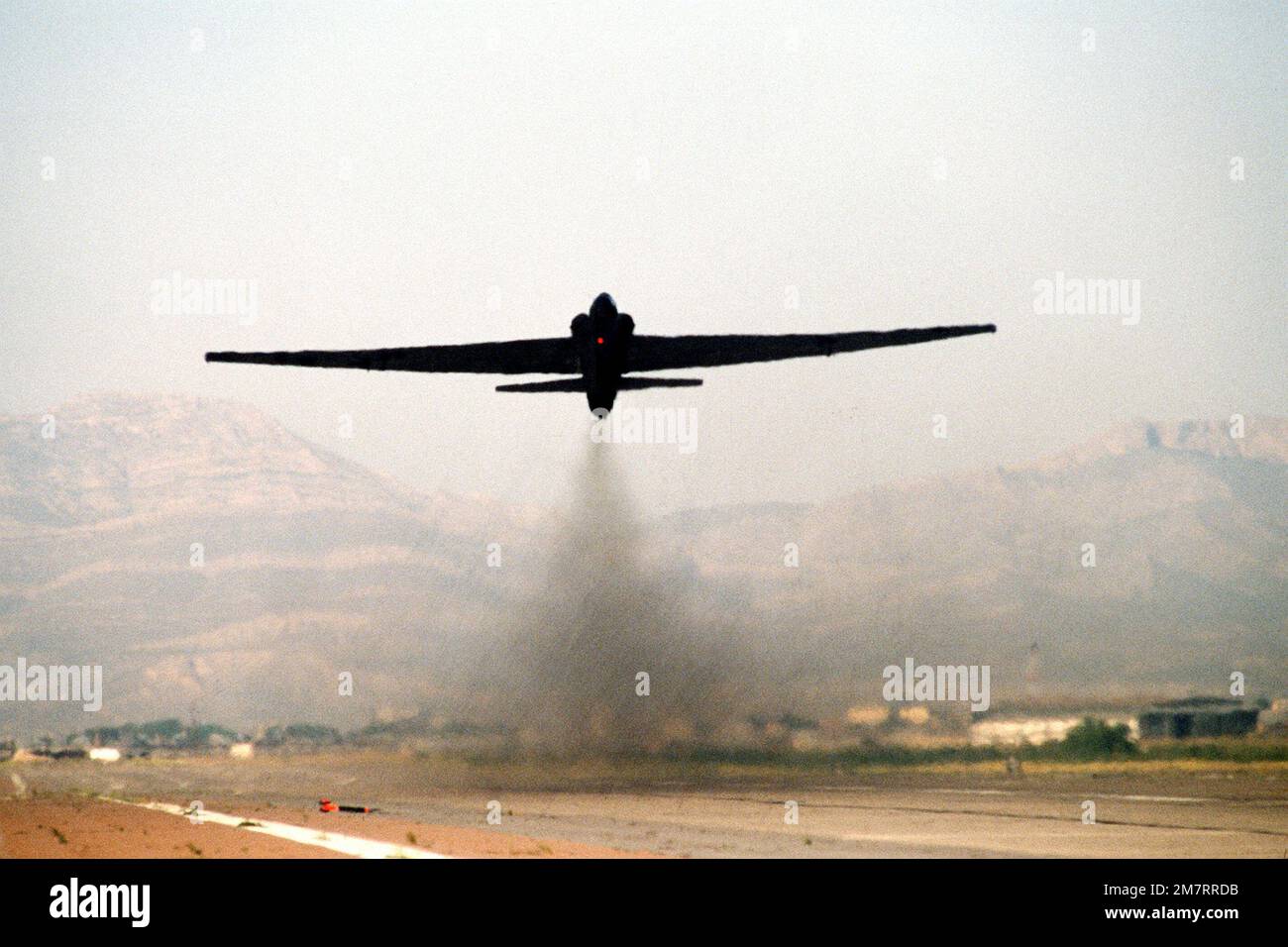 A right rear view of a 9th Strategic Reconnaissance Wing U-2 aircraft ...