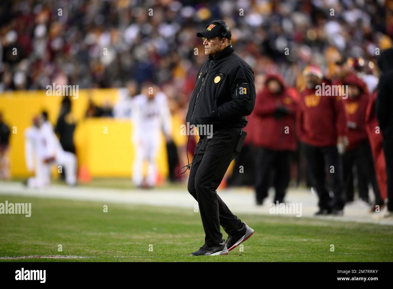 Washington Commanders head coach Ron Rivera looks on during the first ...
