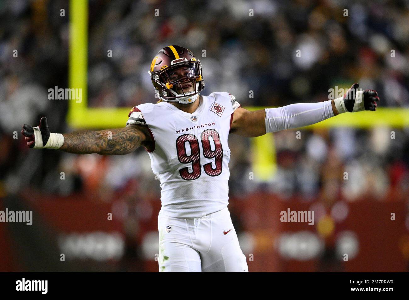 Washington Commanders defensive end Chase Young (99) gestures during ...