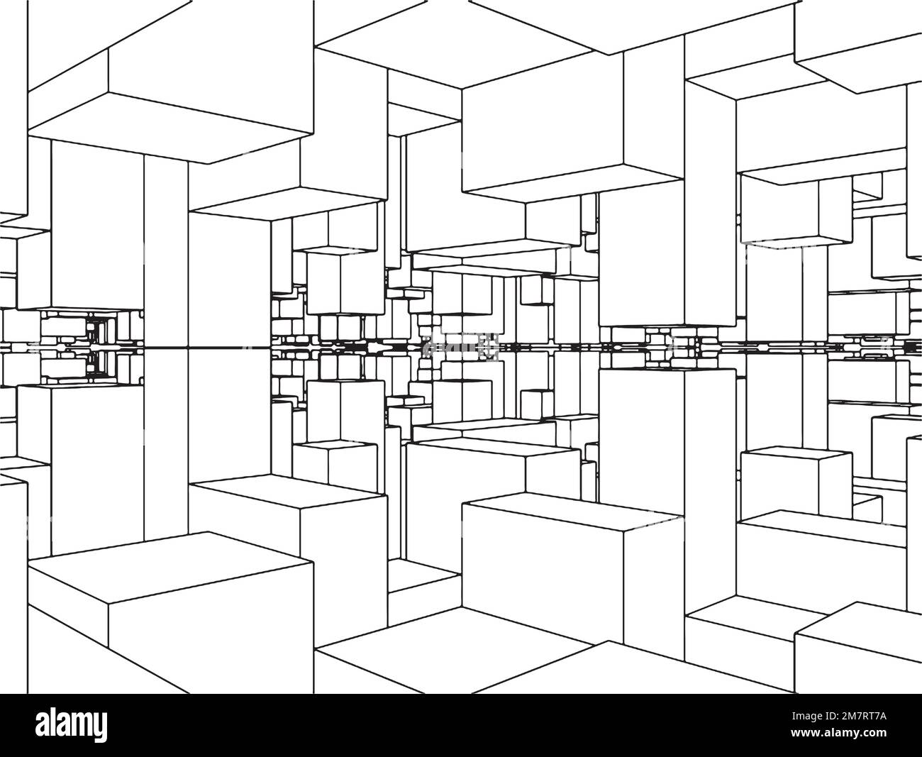 Abstract Urban City Of The Cube And Prism Vector Stock Vector Image ...