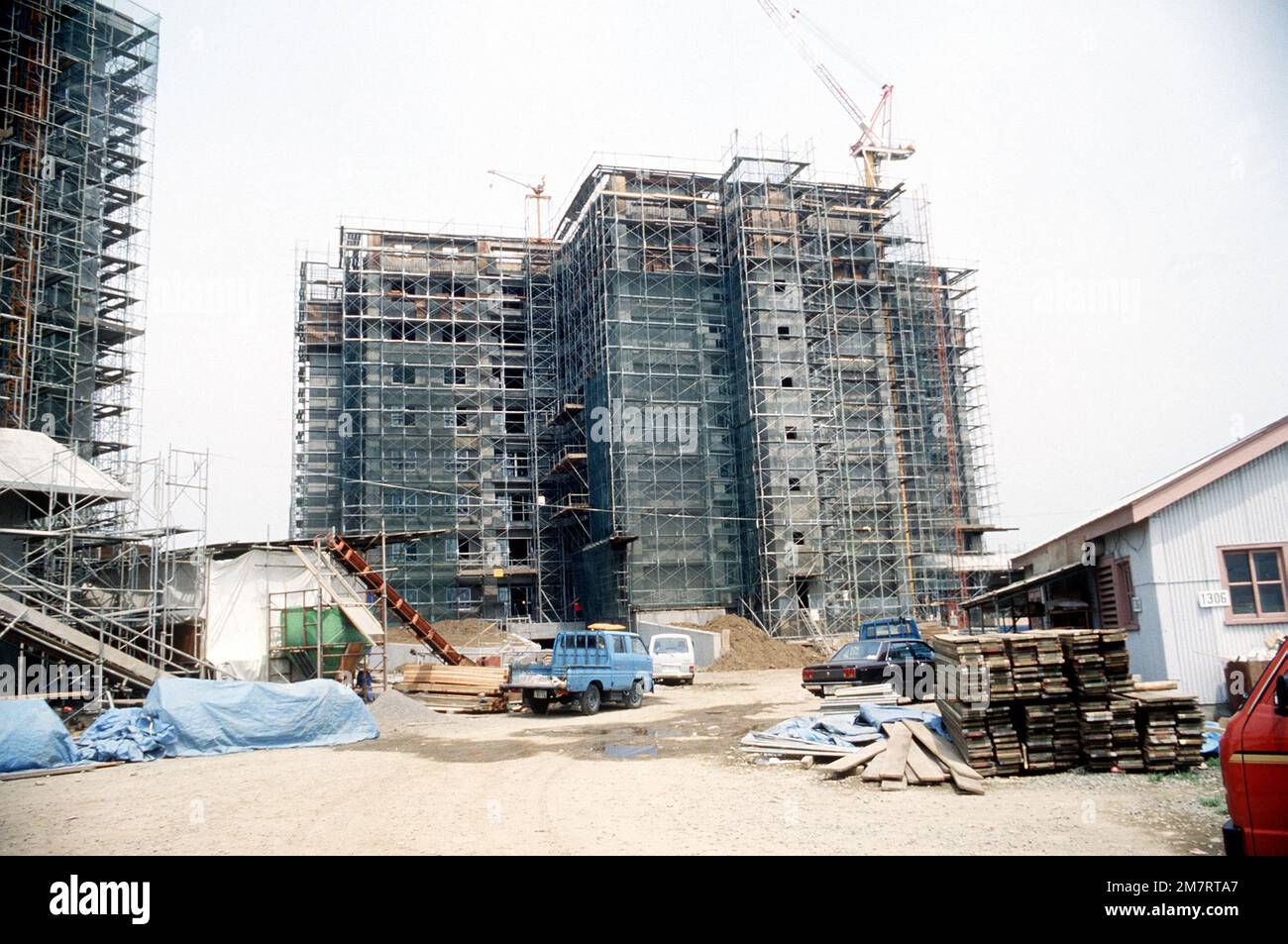 A front view of one of the three east area high-rise apartment ...