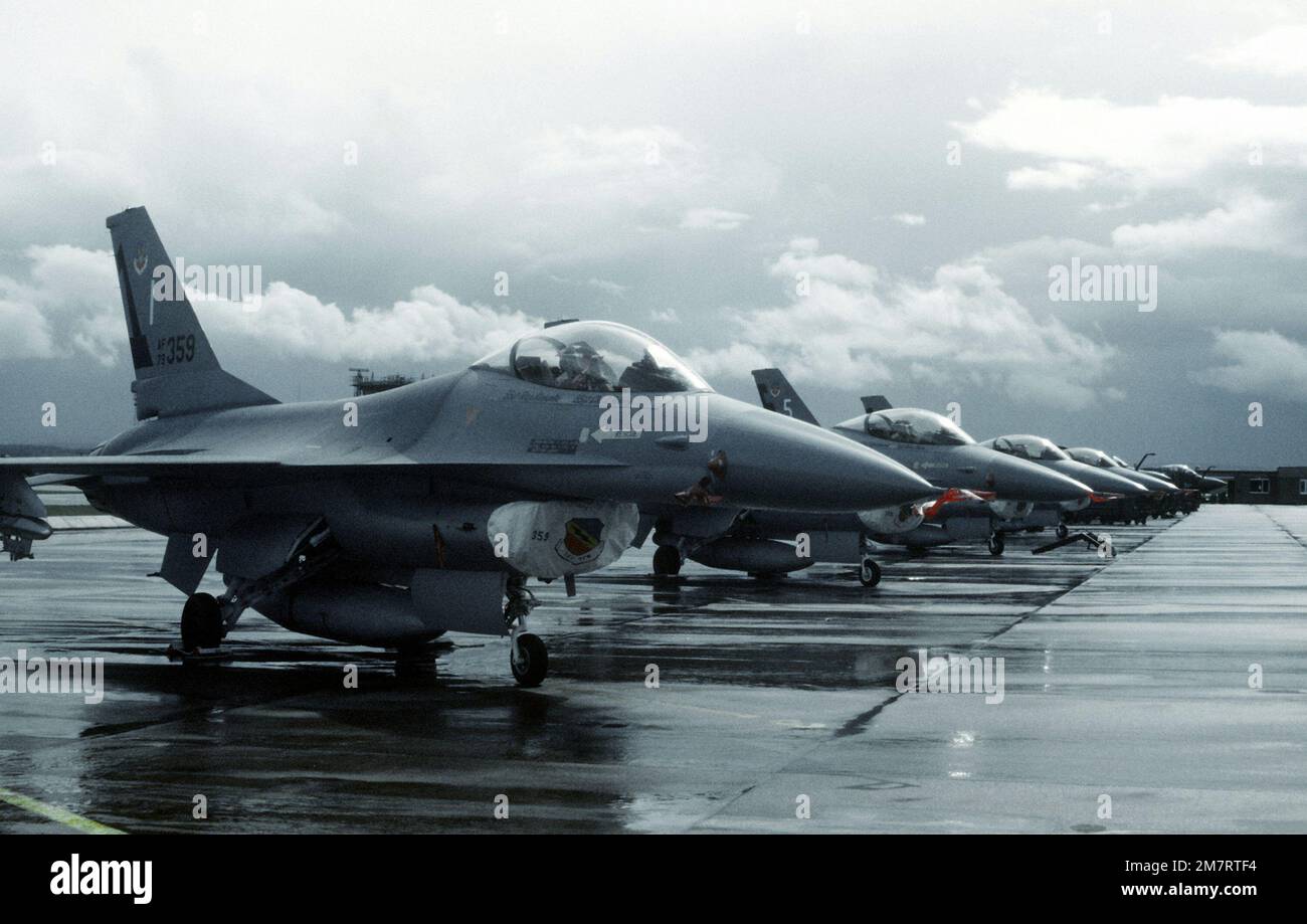 A view of parked F-16A Fighting Falcon aircraft from the 388th Tactical ...