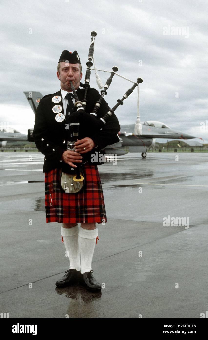 Scottish piper David Wright plays the music during the Strike Command ...