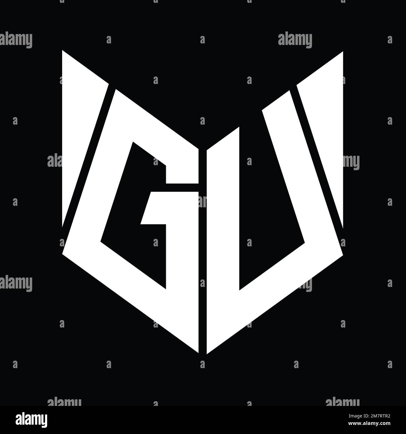 GU Logo monogram with hexagon slice shape design template Stock Photo ...