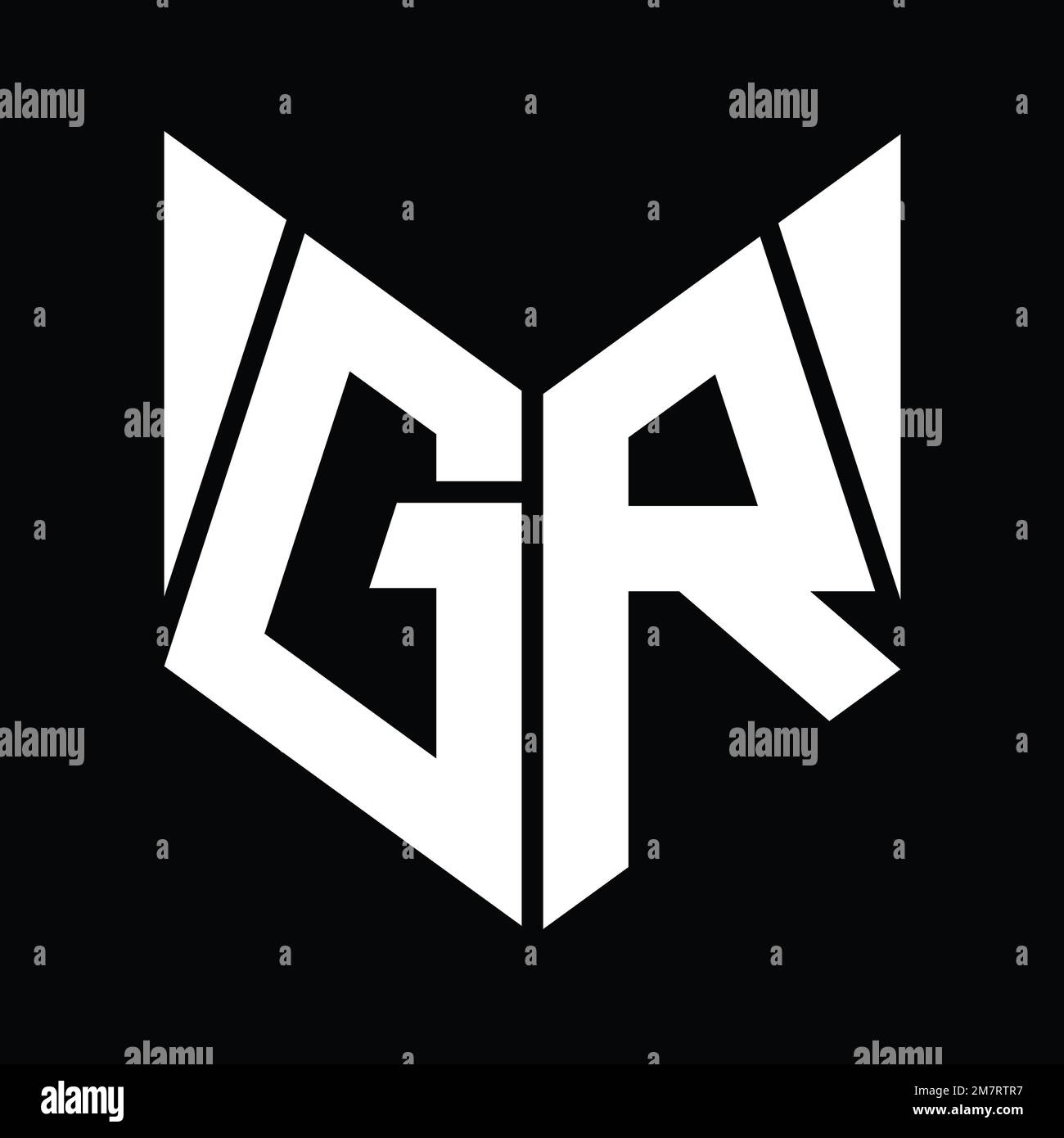 GR Logo monogram with hexagon slice shape design template Stock Photo ...