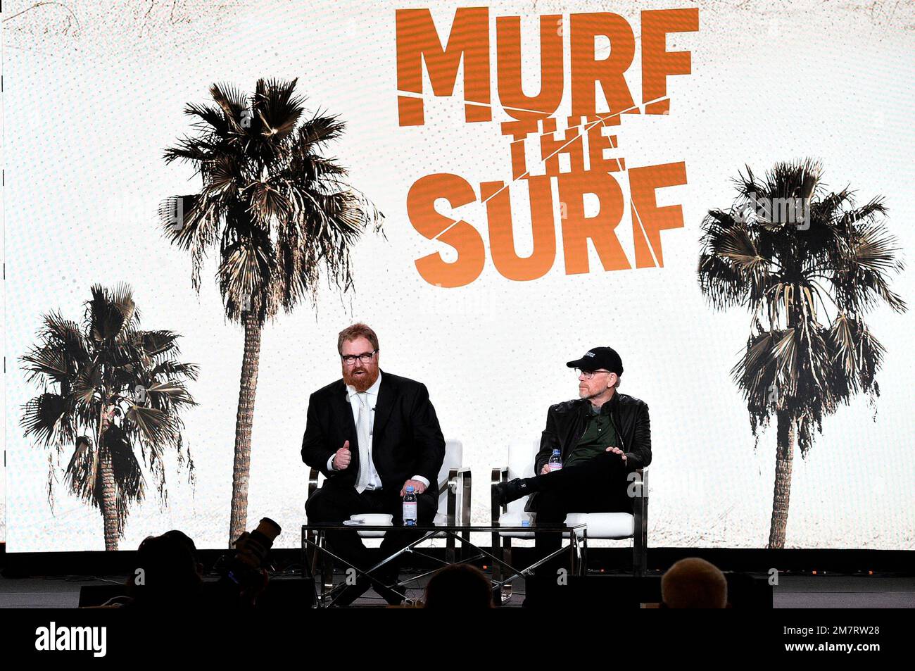 RJ Cutler, left, and Ron Howard participate in the MGM + "Murf the Surf ...