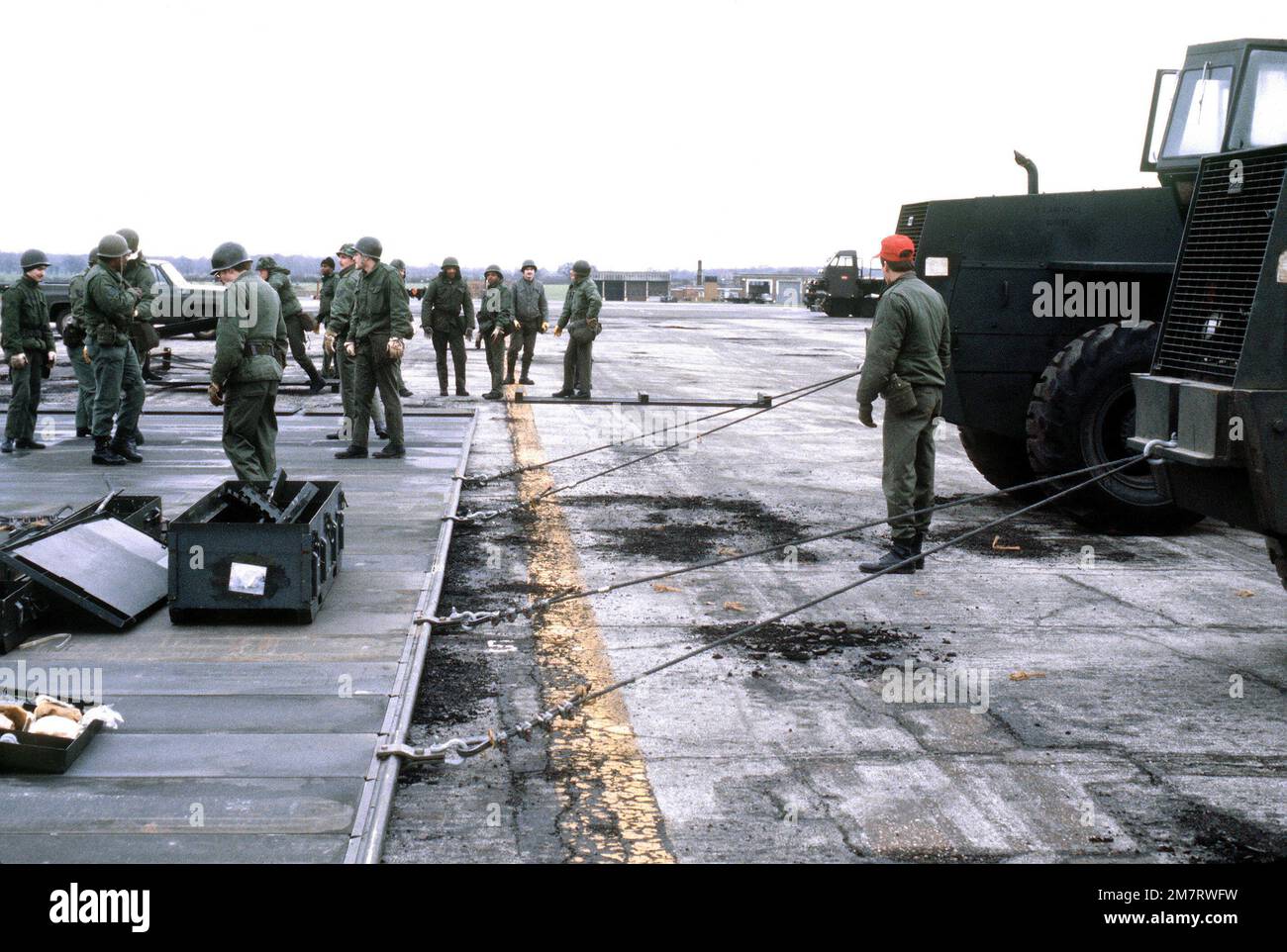 Airmen undergo rapid runway repair training. Base: Raf Bentwaters ...