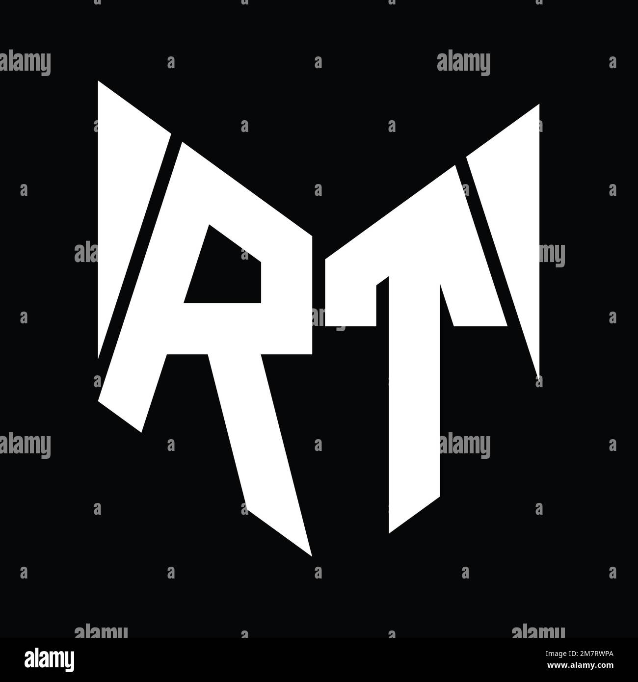 RT Logo monogram with hexagon slice shape design template Stock Photo - Alamy