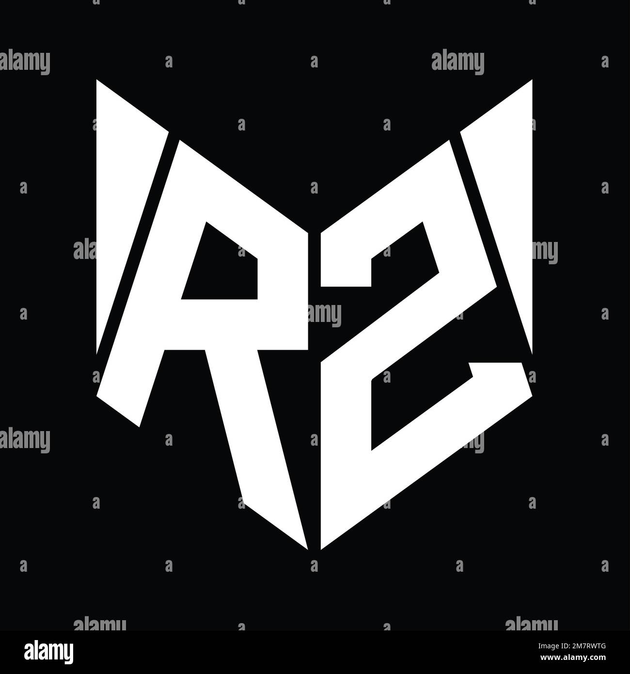 RZ Logo monogram with hexagon slice shape design template Stock Photo ...