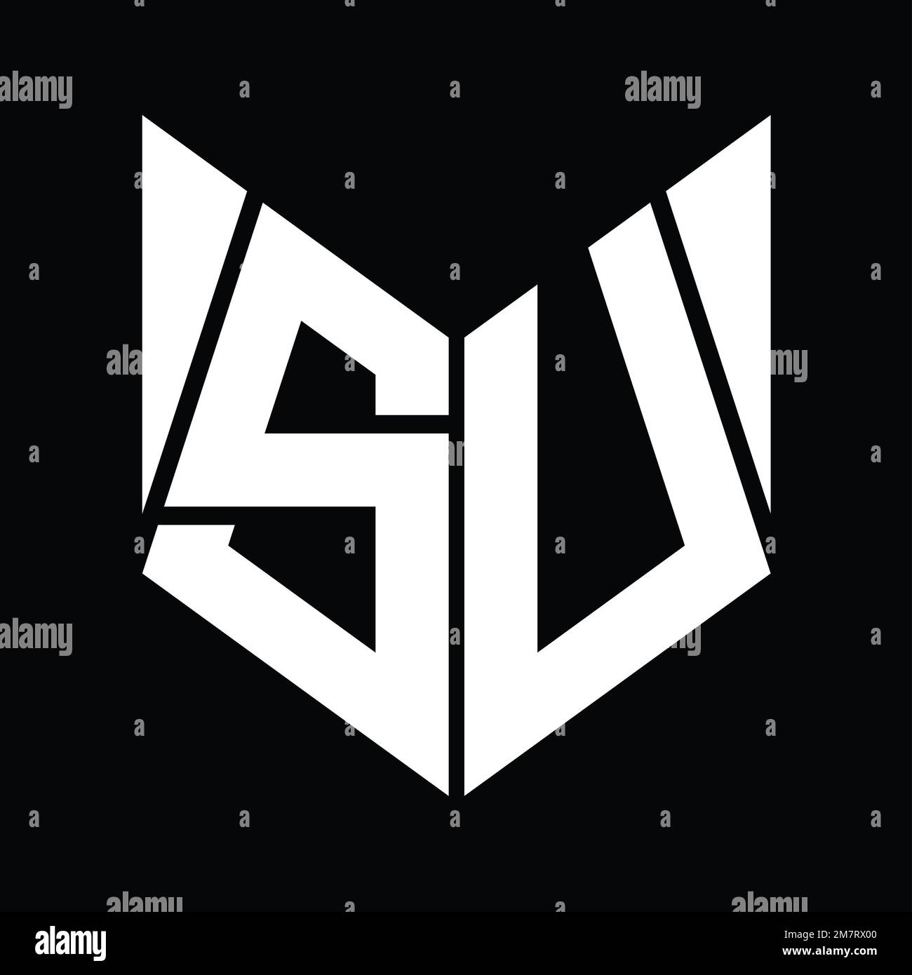 SU Logo monogram with hexagon slice shape design template Stock Photo - Alamy