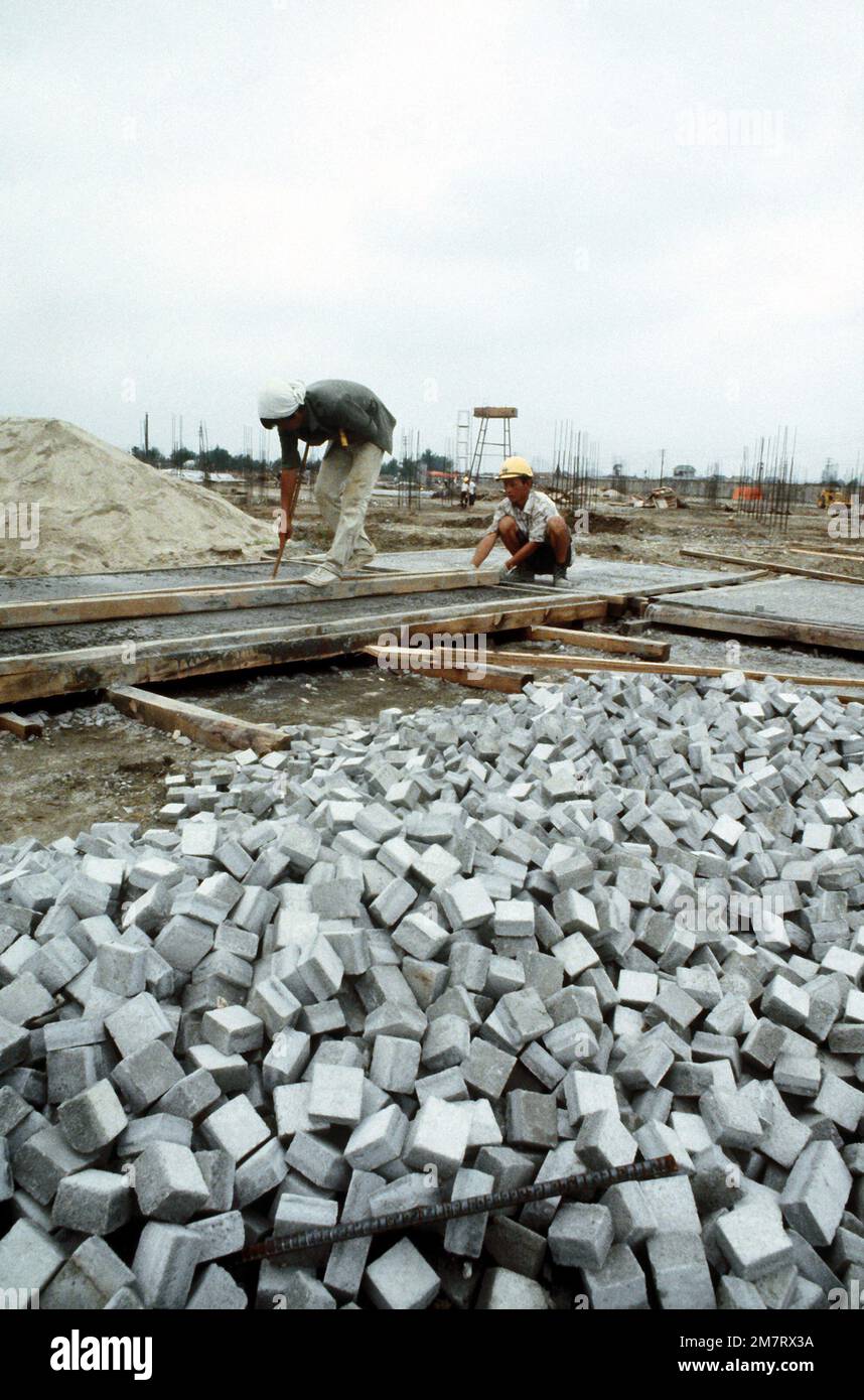 A view of the small concrete blocks that will be used in the ...