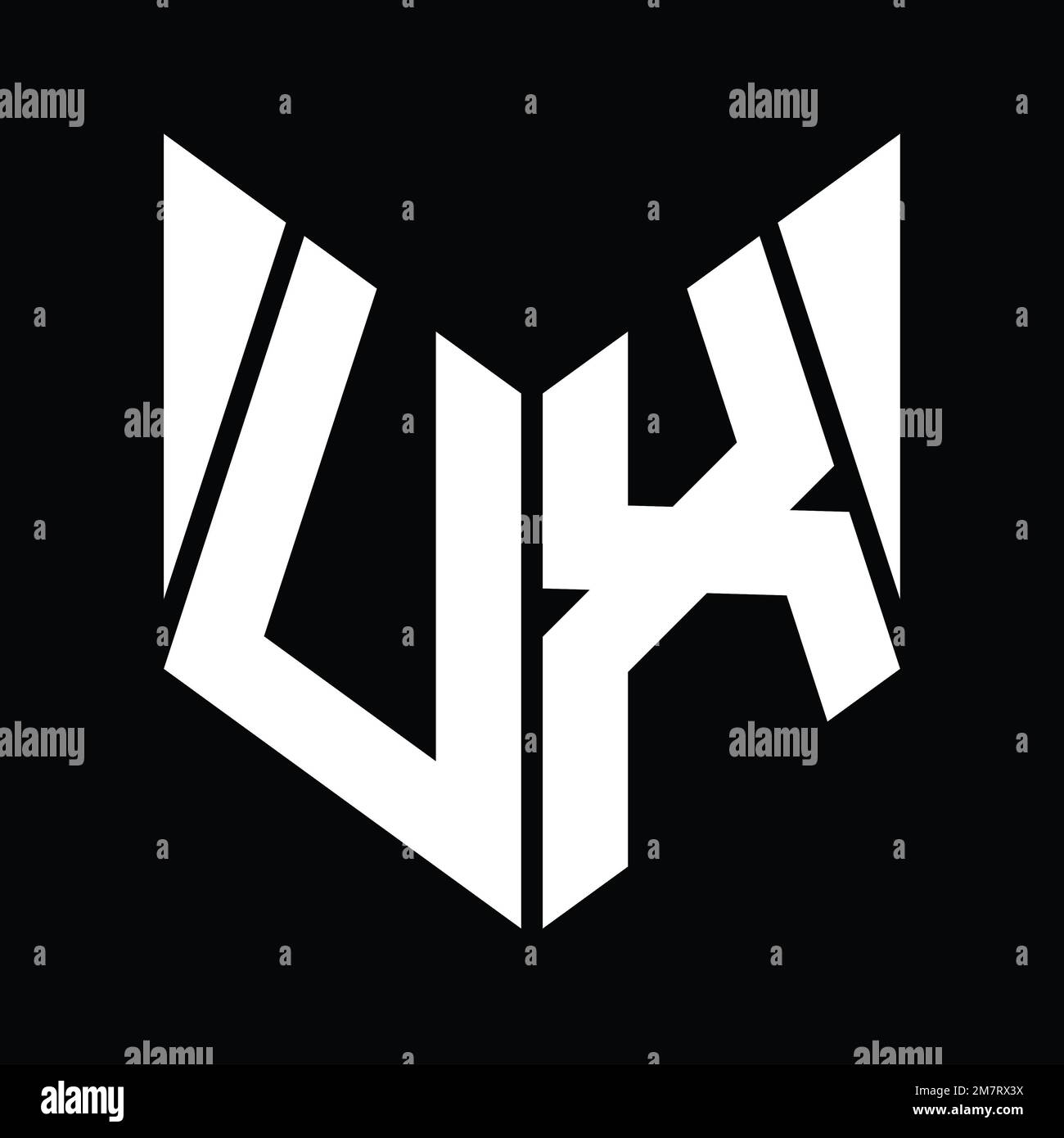 UX Logo monogram with hexagon slice shape design template Stock Photo - Alamy