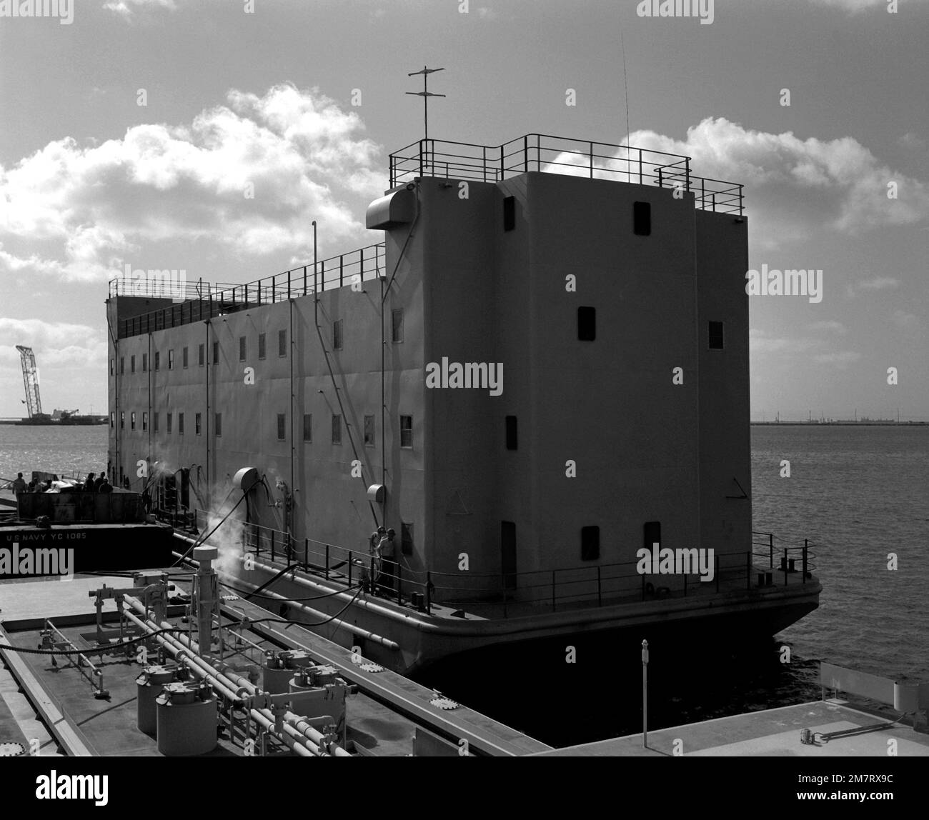 Exterior view of a large non-self-propelled repair, berthing and ...