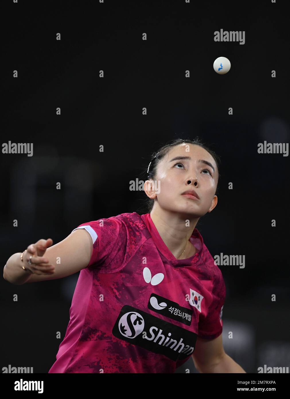 Doha, Qatar. 10th Jan, 2023. Jeon Jihee of South Korea serves during ...