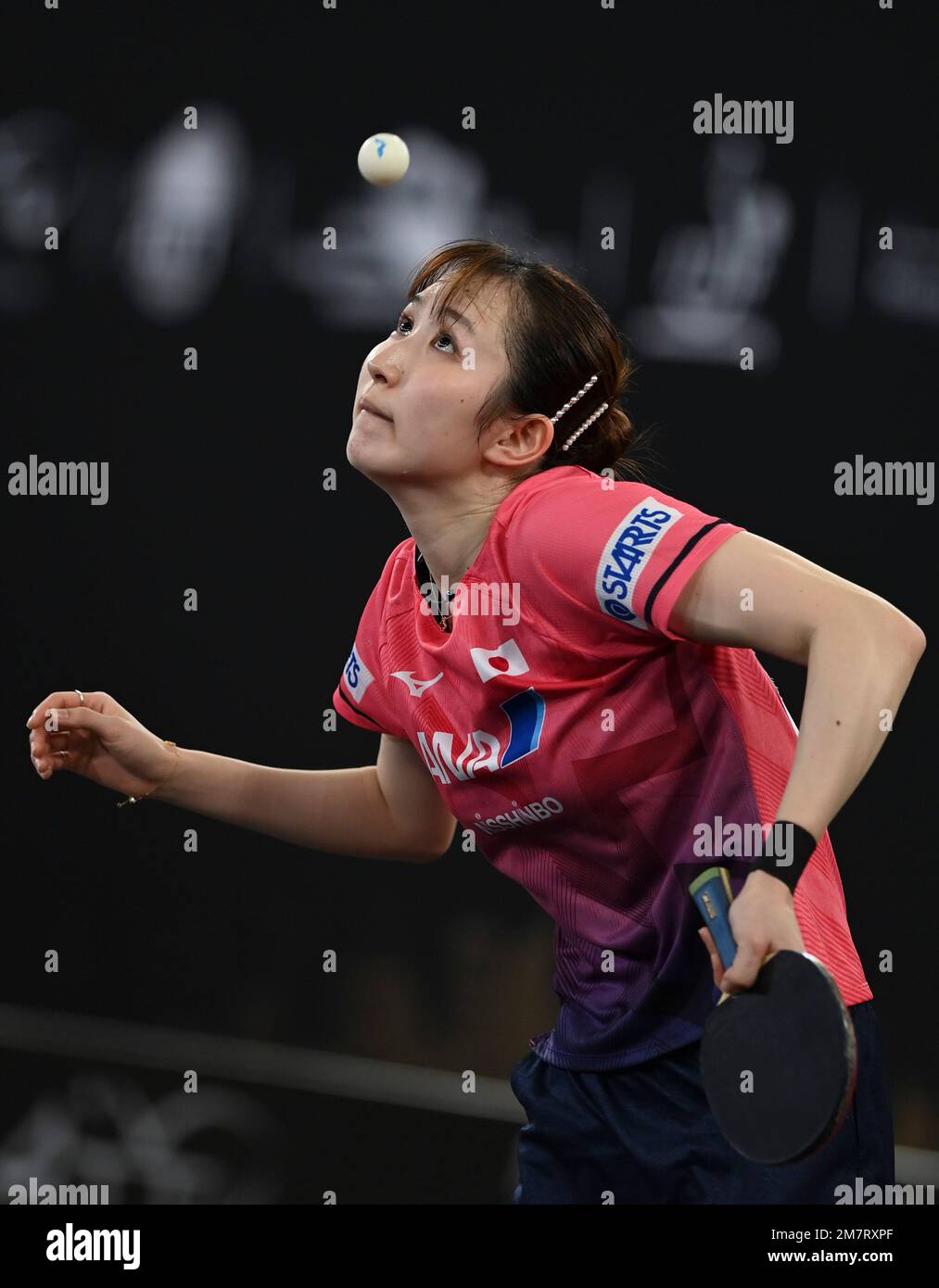 Doha, Qatar. 10th Jan, 2023. Hayata Hina of Japan serves during the ...