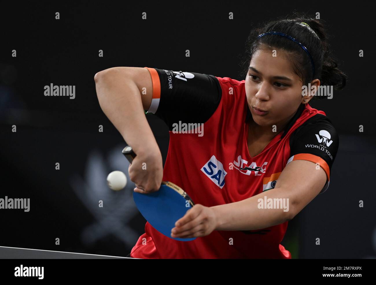 Doha, Qatar. 10th Jan, 2023. Diya Parag Chitale of India hits a return ...