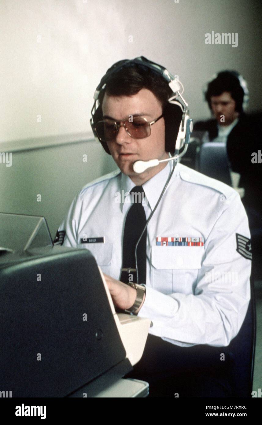 TSGT John Bargar, Outstanding AIRMAN of the Year for 1981, works on a ...