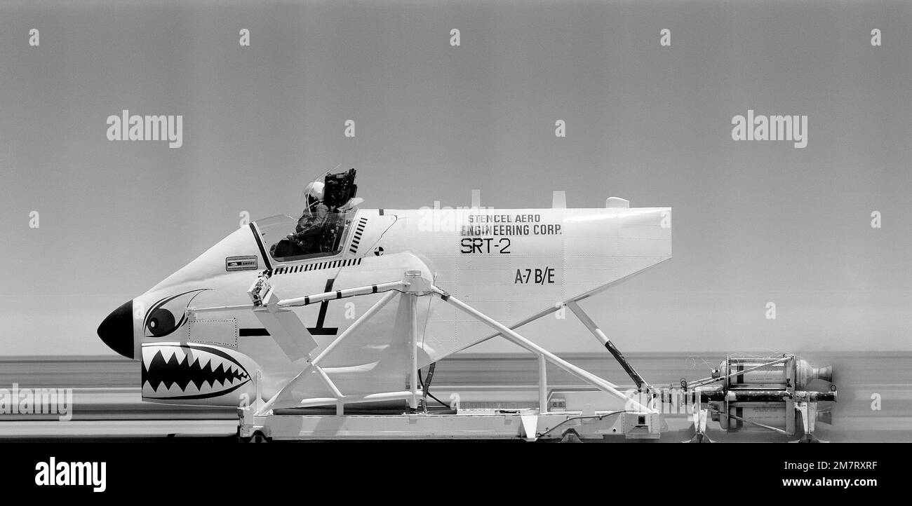 Left side view of an A-7B/E Corsair II aircraft cockpit mounted on a ...
