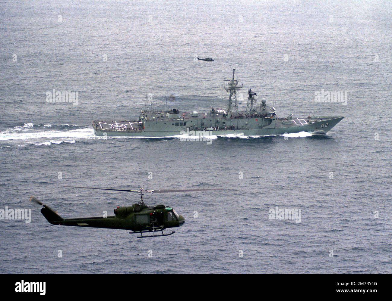 Aerial starboard beam view of the Australian Frigate HMAS CANBERRA (F ...