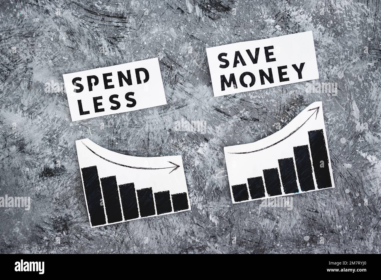 spend less and save money texs side by side with graphs showing ...