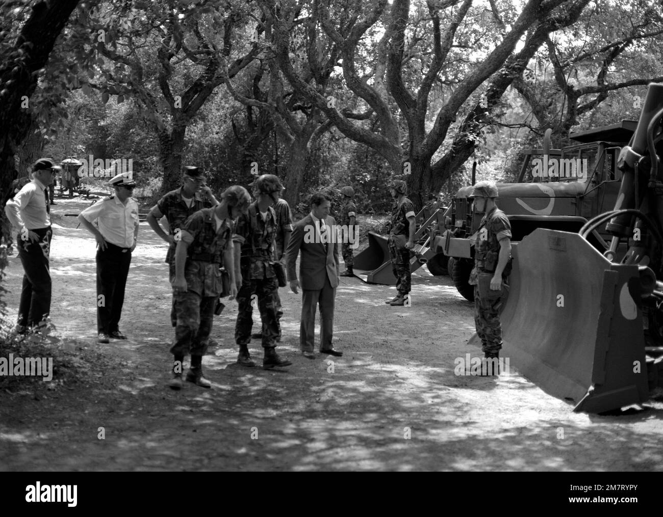 Secretary of Defense Caspar W. Weinberger inspects the troops of 2nd ...