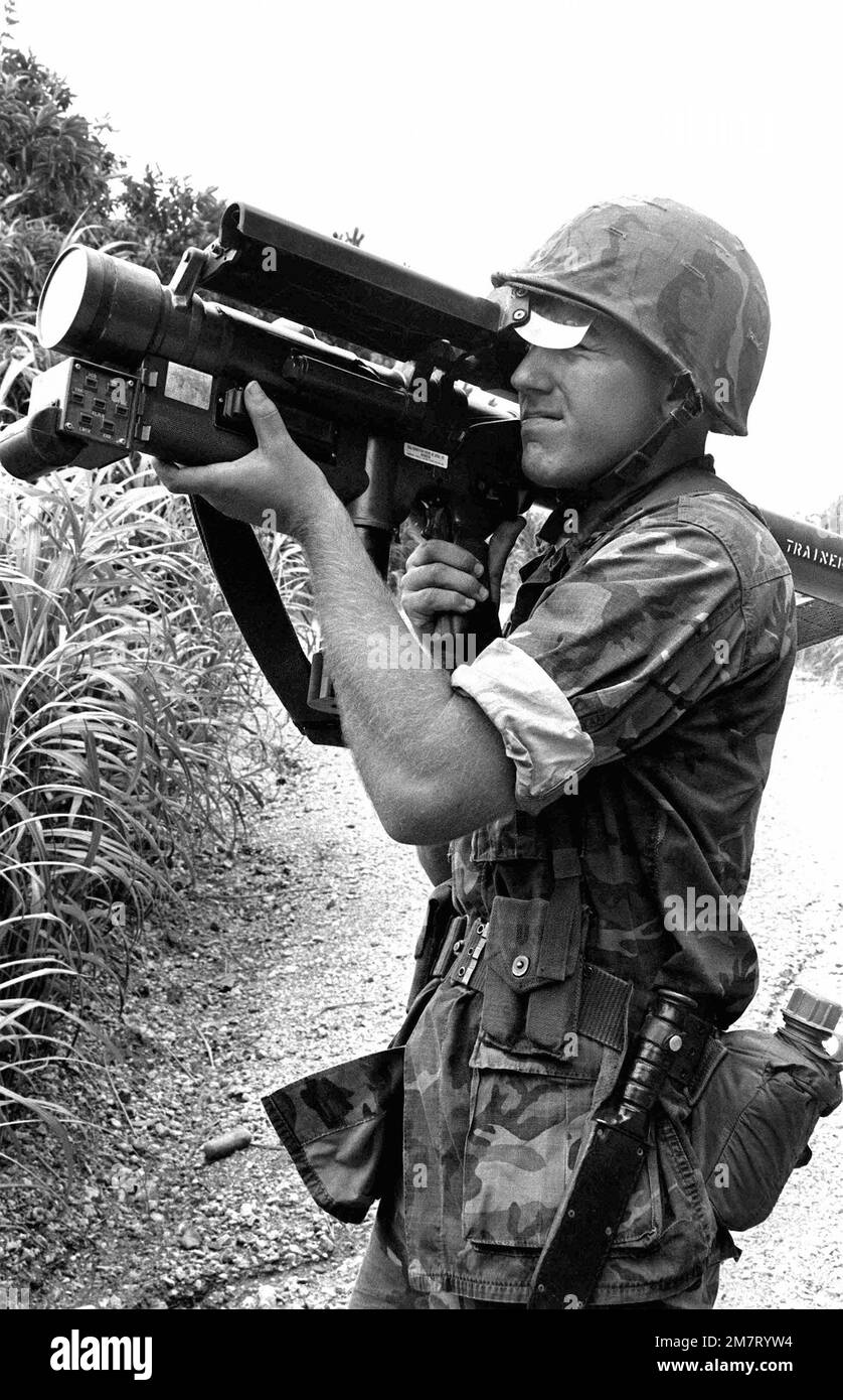 Private First Class Jim Bates of the 1ST Forward Area Defense Platoon ...