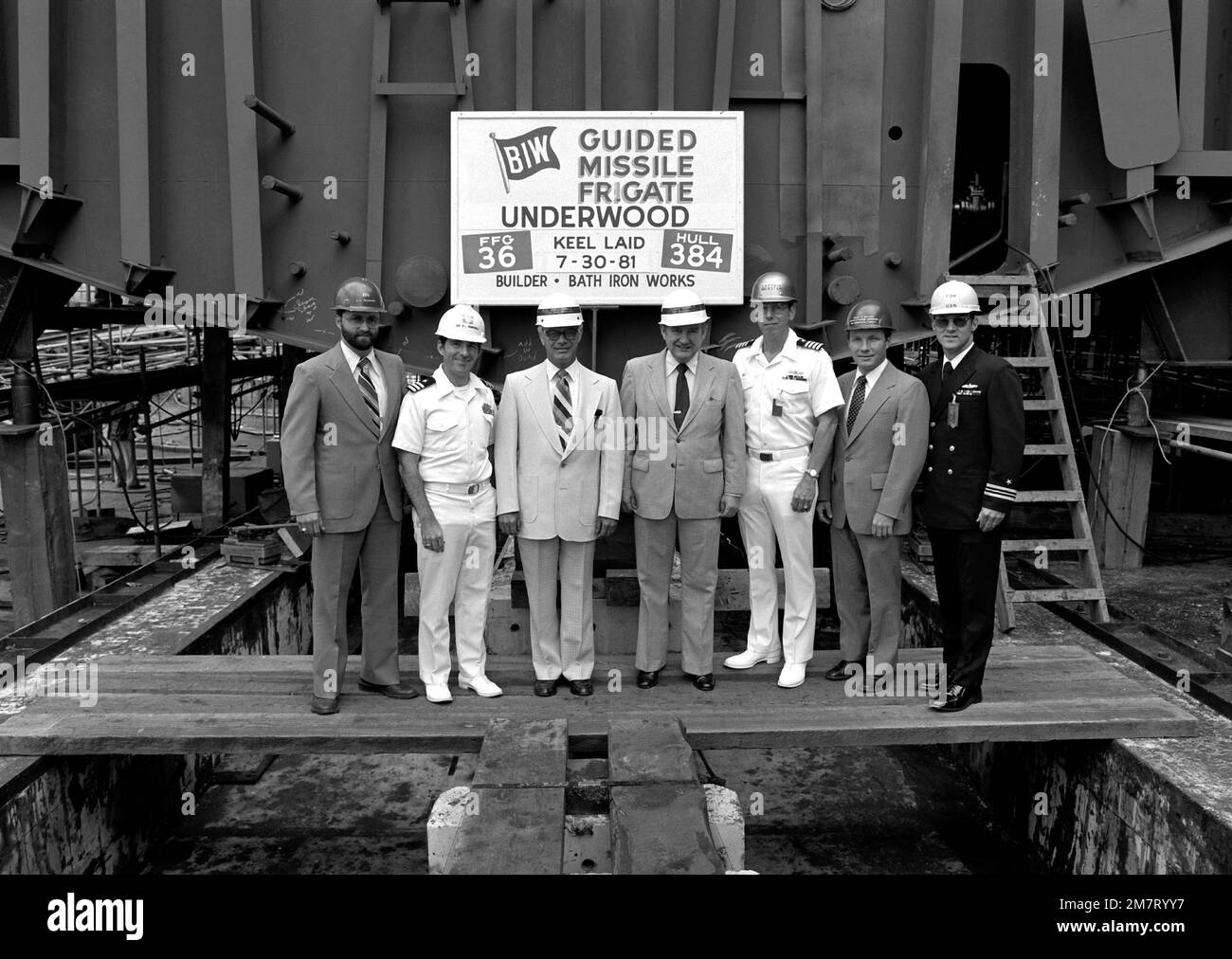 Naval personnel and employees of Bath Iron Works pose for a group photo ... Naval personnel and employees of Bath Iron Works pose for a group photo ...