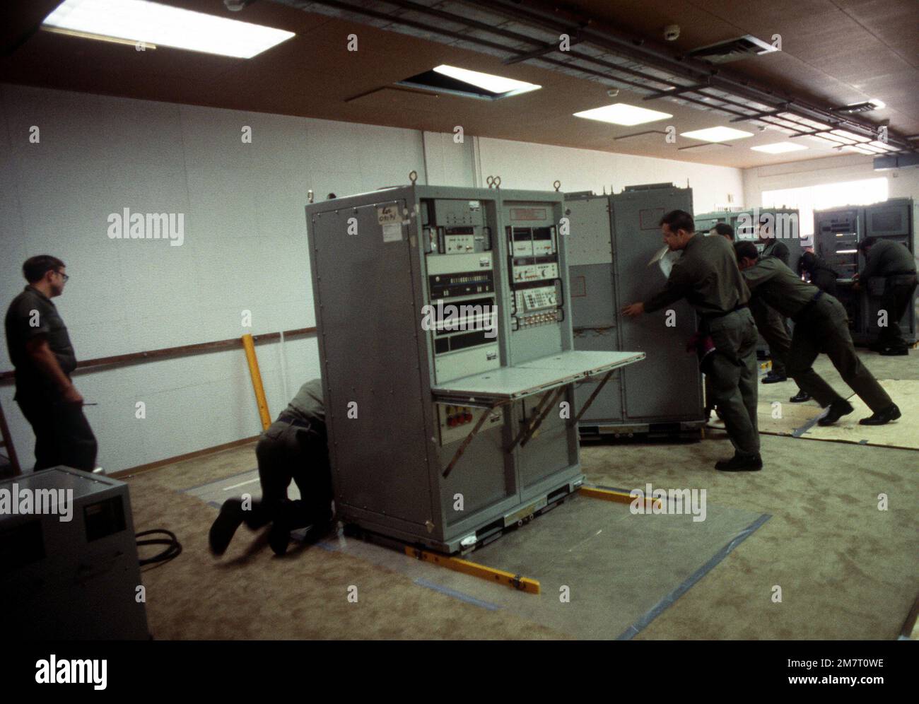 Airmen of the 50th Component Repair Squadron rearrange and wire the F ...