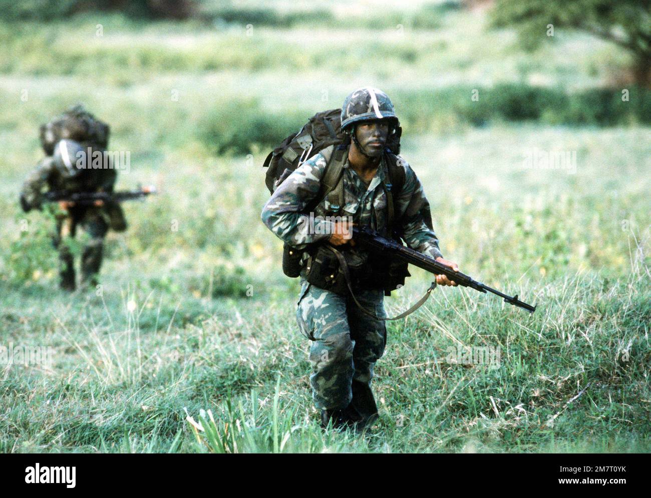 Two Airborne Rangers from the 2nd Battalion, 75th Infantry, armed with ...