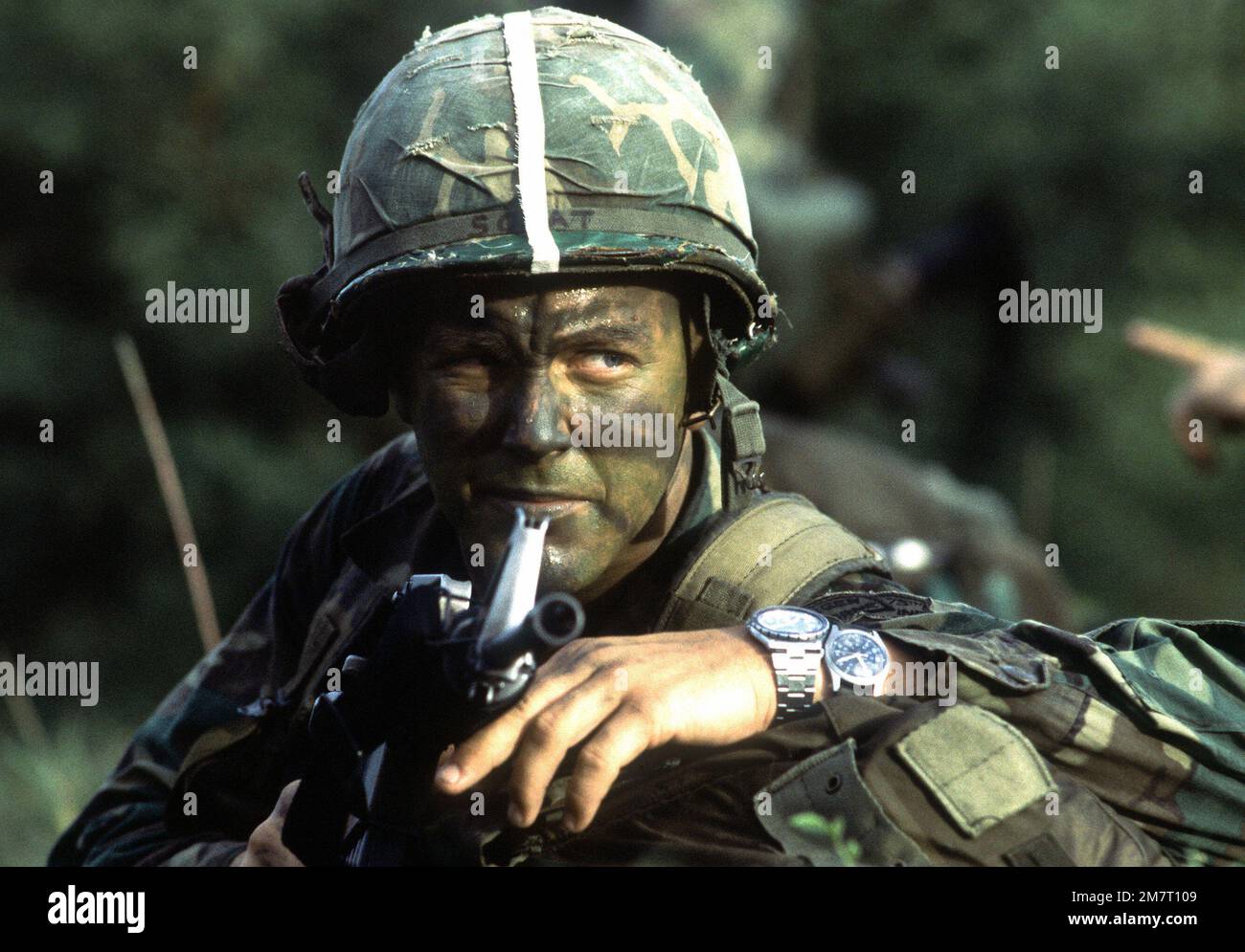 An Airborne Ranger from the 2nd Battalion, 75th Infantry, armed with an ...