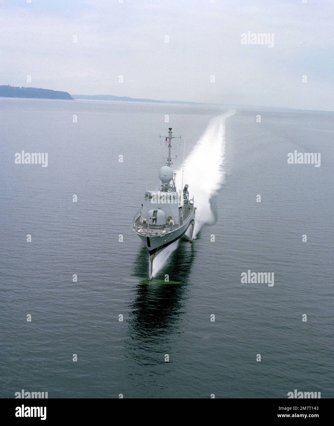 An aerial port bow view of the Pegasus class missile patrol hydrofoil ...