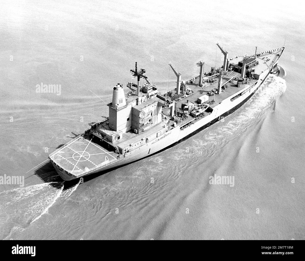 Aerial starboard quarter view of the oiler USS MERRIMACK (AO 179 ...