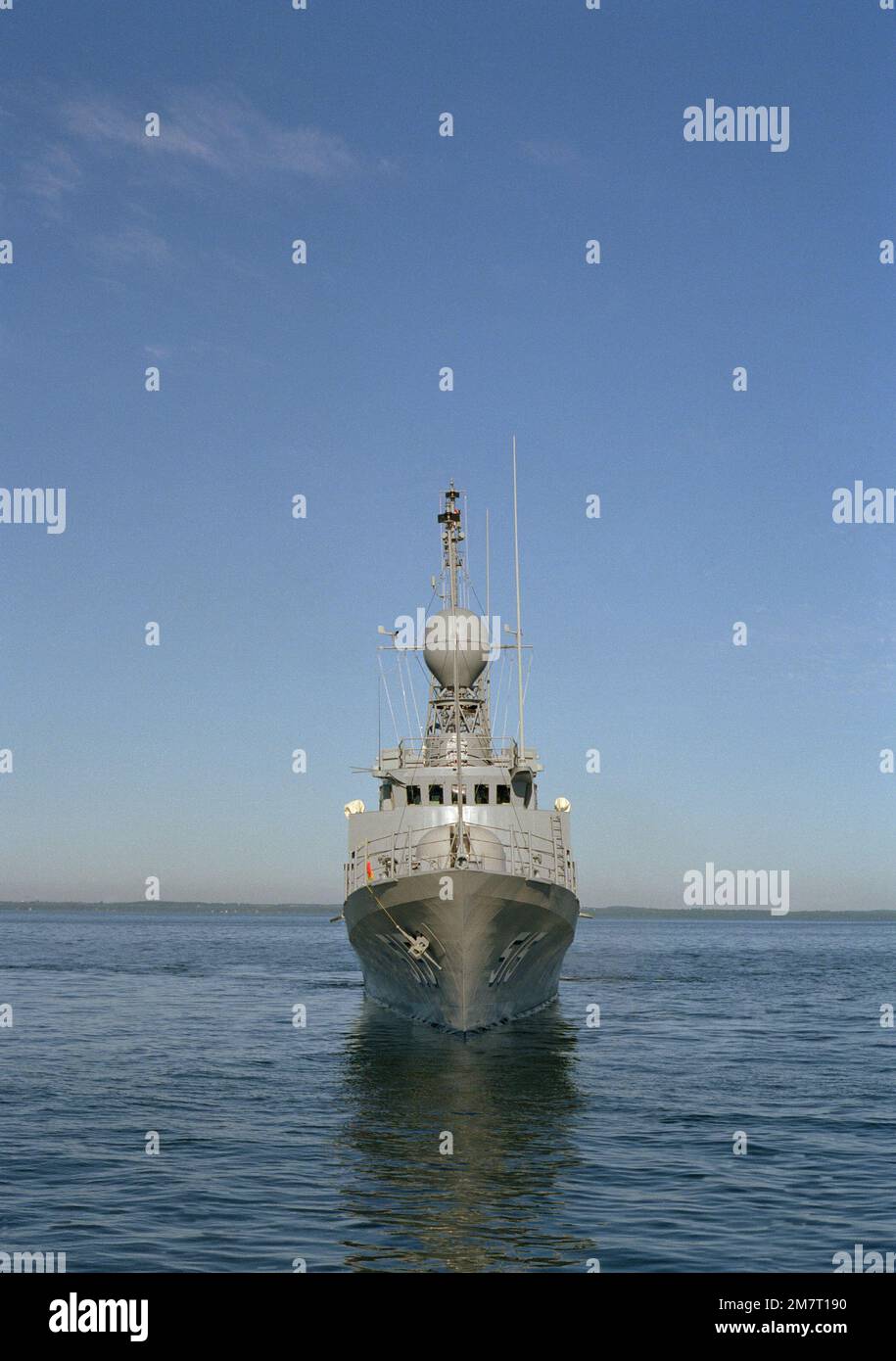 A bow view of the patrol gunboat ABDUL-AZIZ (PGG-515). The gunboat was ...
