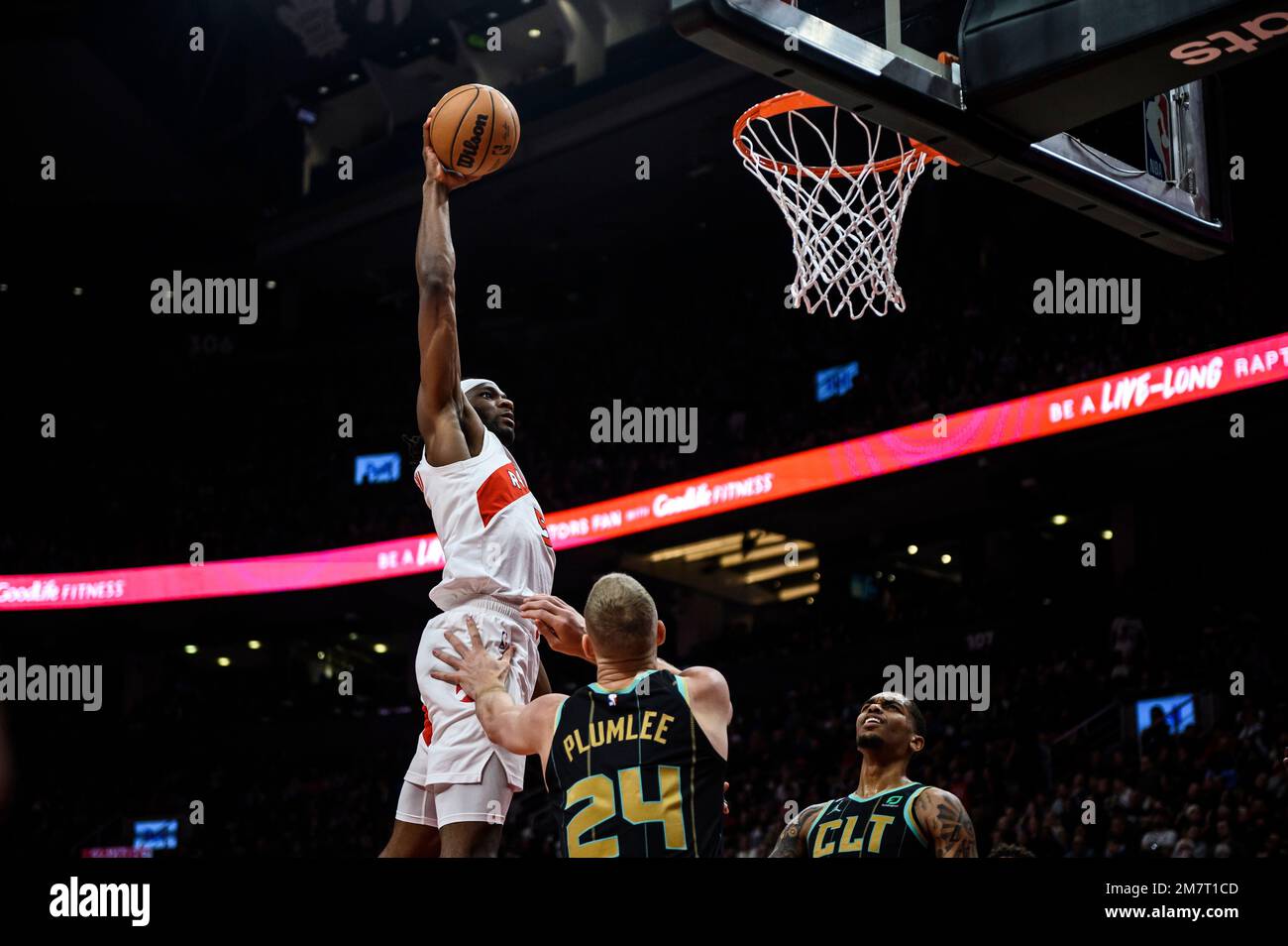 Toronto Raptors forward Precious Achiuwa (5) dunks overCharlotte ...