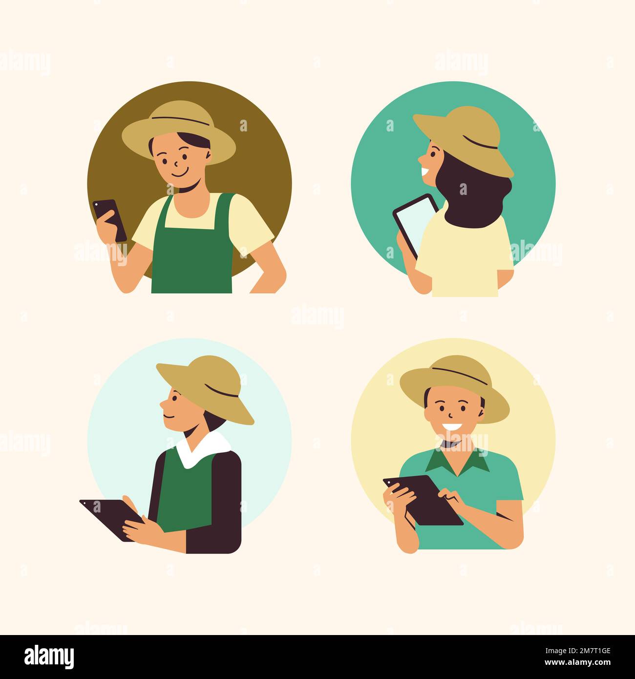 Farmers using agricultural technology vector Stock Vector Image & Art ...