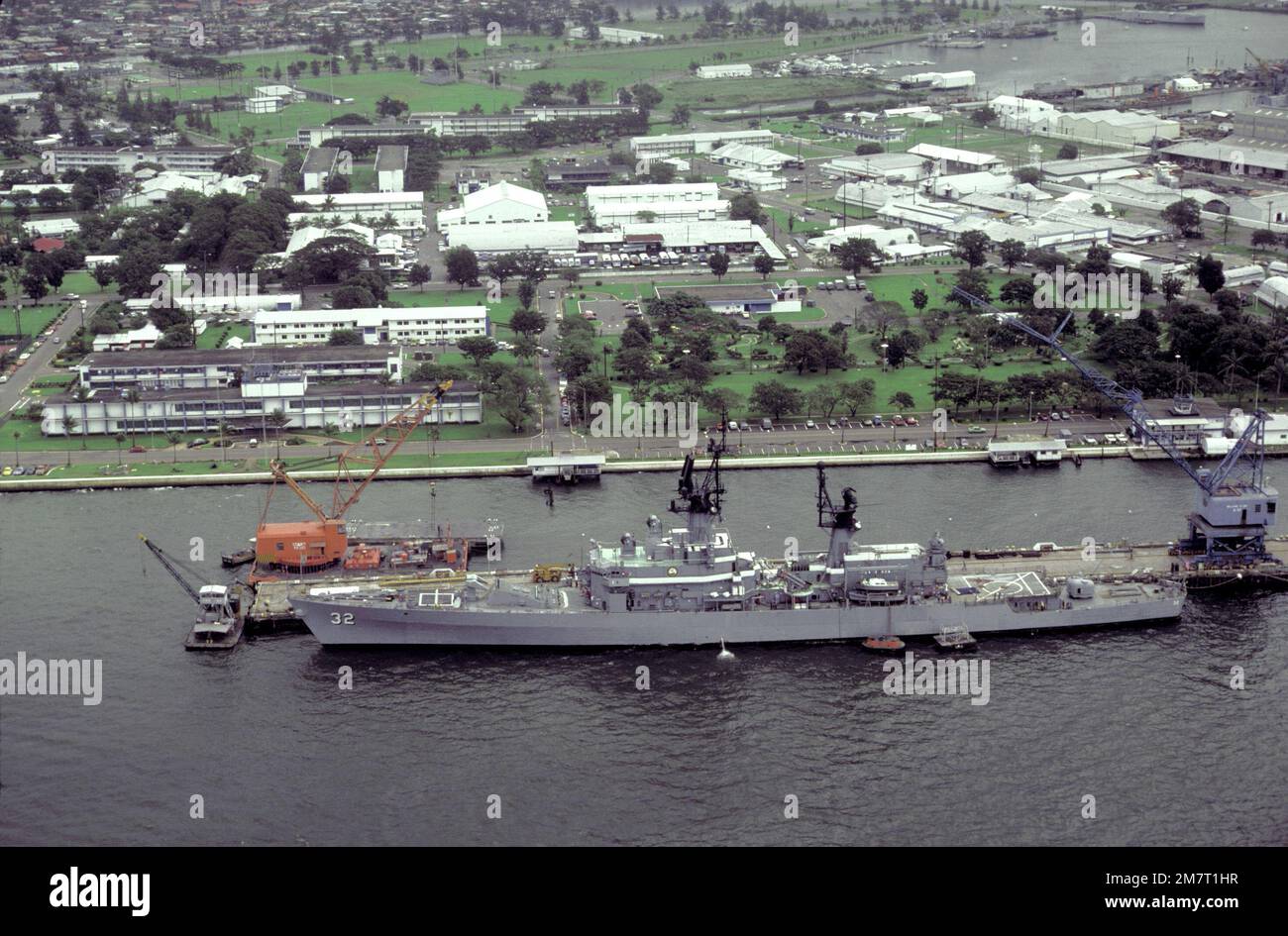 A port beam view of the guided missile cruiser USS WILLIAM H. STANDLEY ...