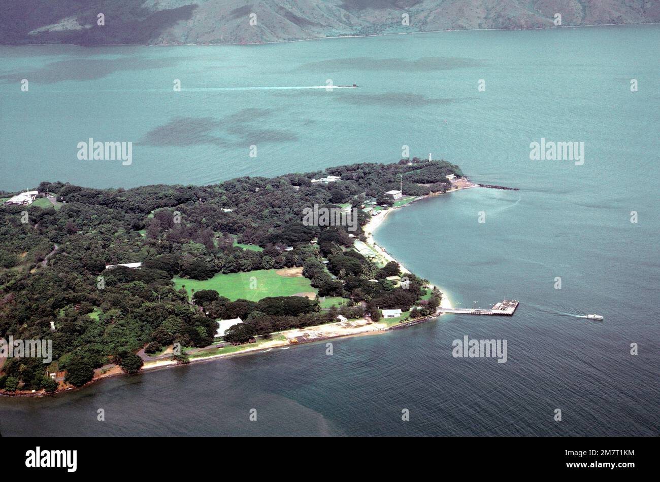 A partial aerial view of Grande Island. Base: Naval Station, Subic Bay ...