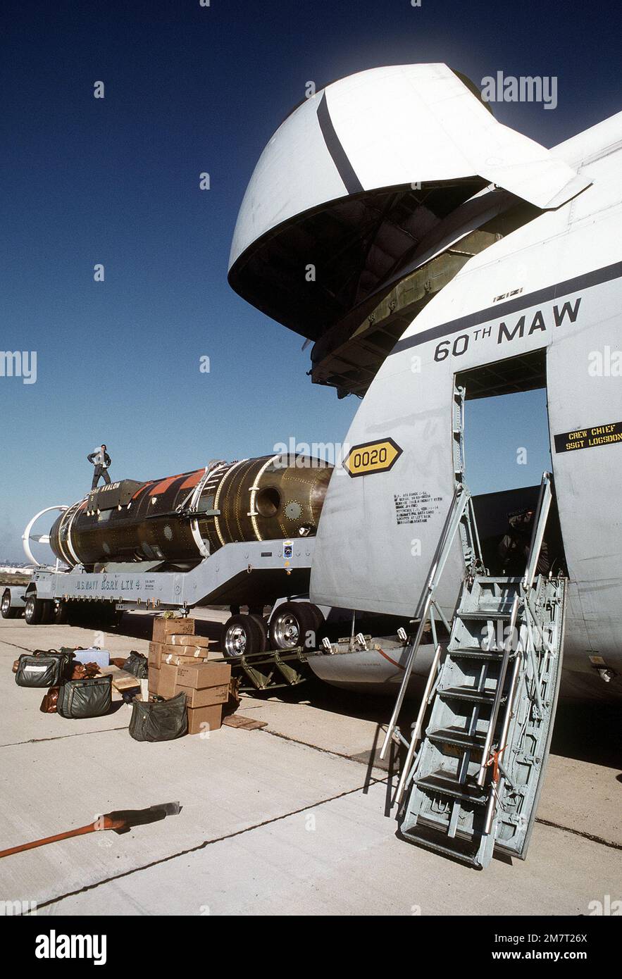 A trailer carrying the deep submergence rescue vehicle AVALON (DSRV-2 ...